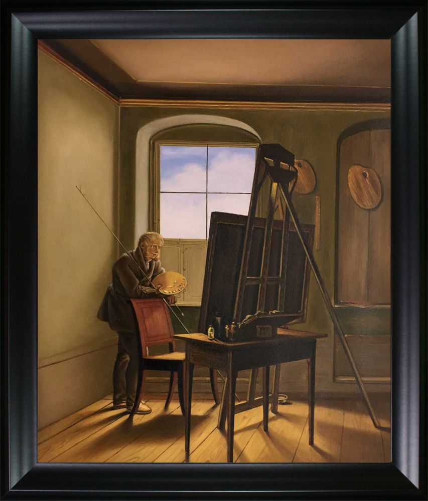 Caspar David Friedrich in his Studio Pre-framed - Black Matte Frame 20"X24"