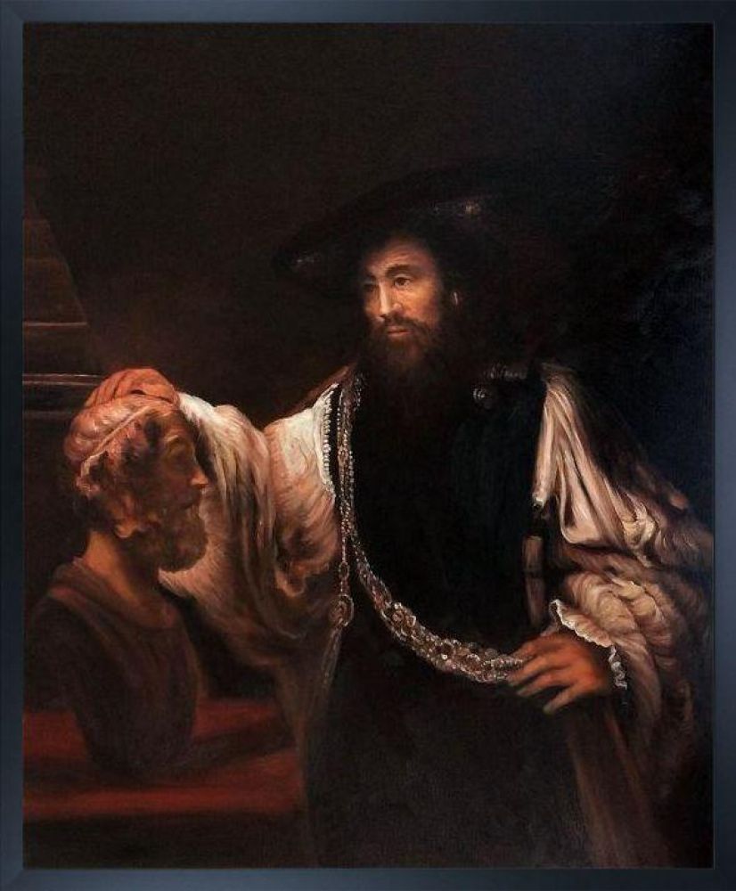 Aristotle with a Bust of Homer Pre-framed - Studio Black Wood Frame 20"X24"